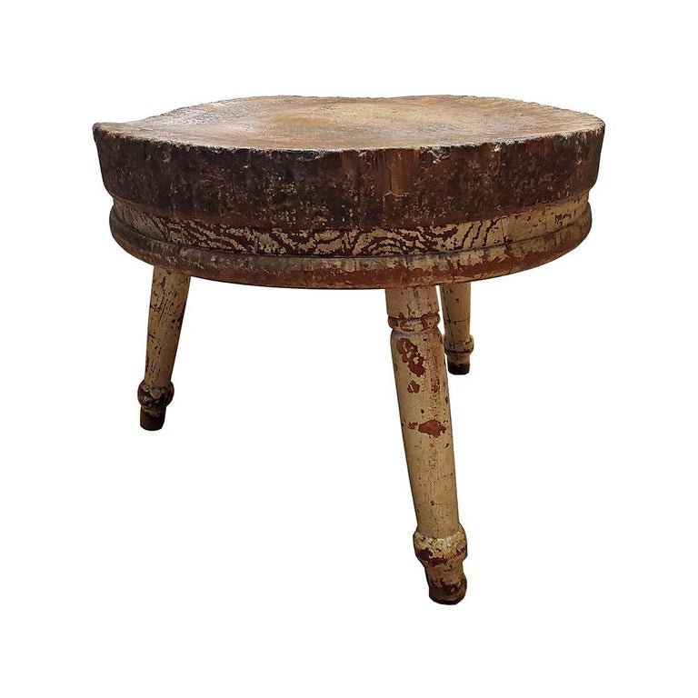 Primitive Round Butcher Block at 1stDibs