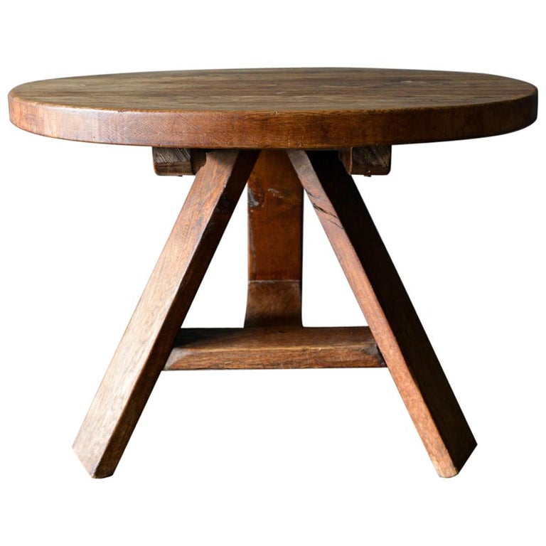 Primitive Round Dining or Center Table at 1stDibs
