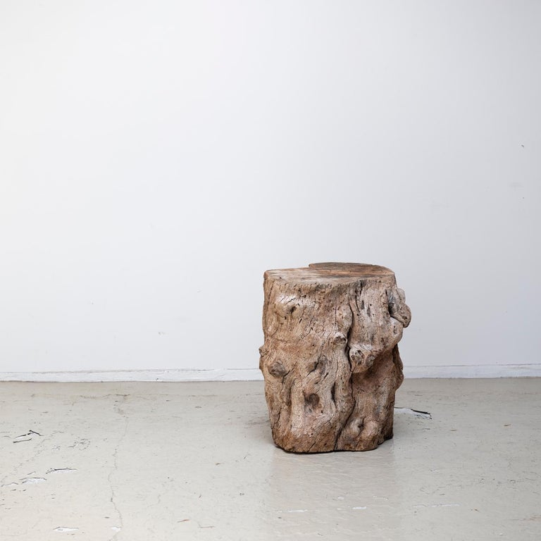 Primitive and Rustic Old Log Stool/ Side Table/ Plant Stand For Sale at ...