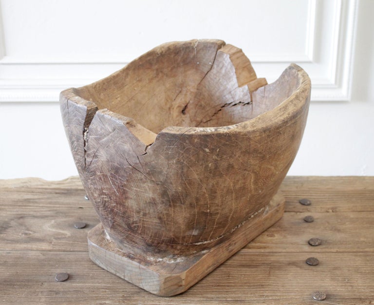 Primitive Rustic Style Tree Trunk Wood Bowl at 1stDibs | tree trunk ...