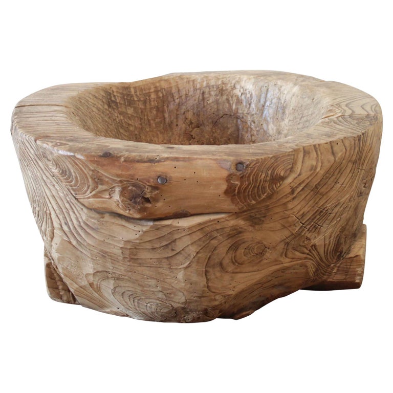 Primitive Rustic Style Tree Trunk Wood Bowl at 1stDibs | tree trunk bowl