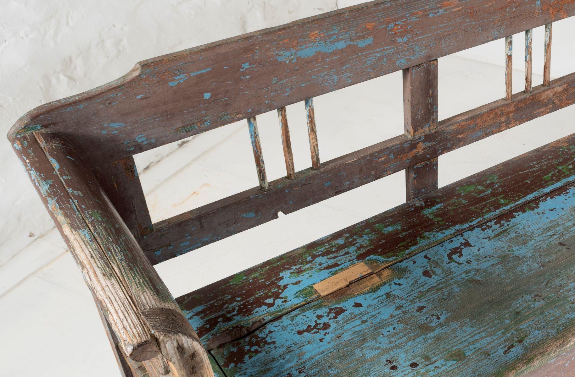 Primitive Rustic Vernacular Box Settle Farmhouse Bench with Seat ...