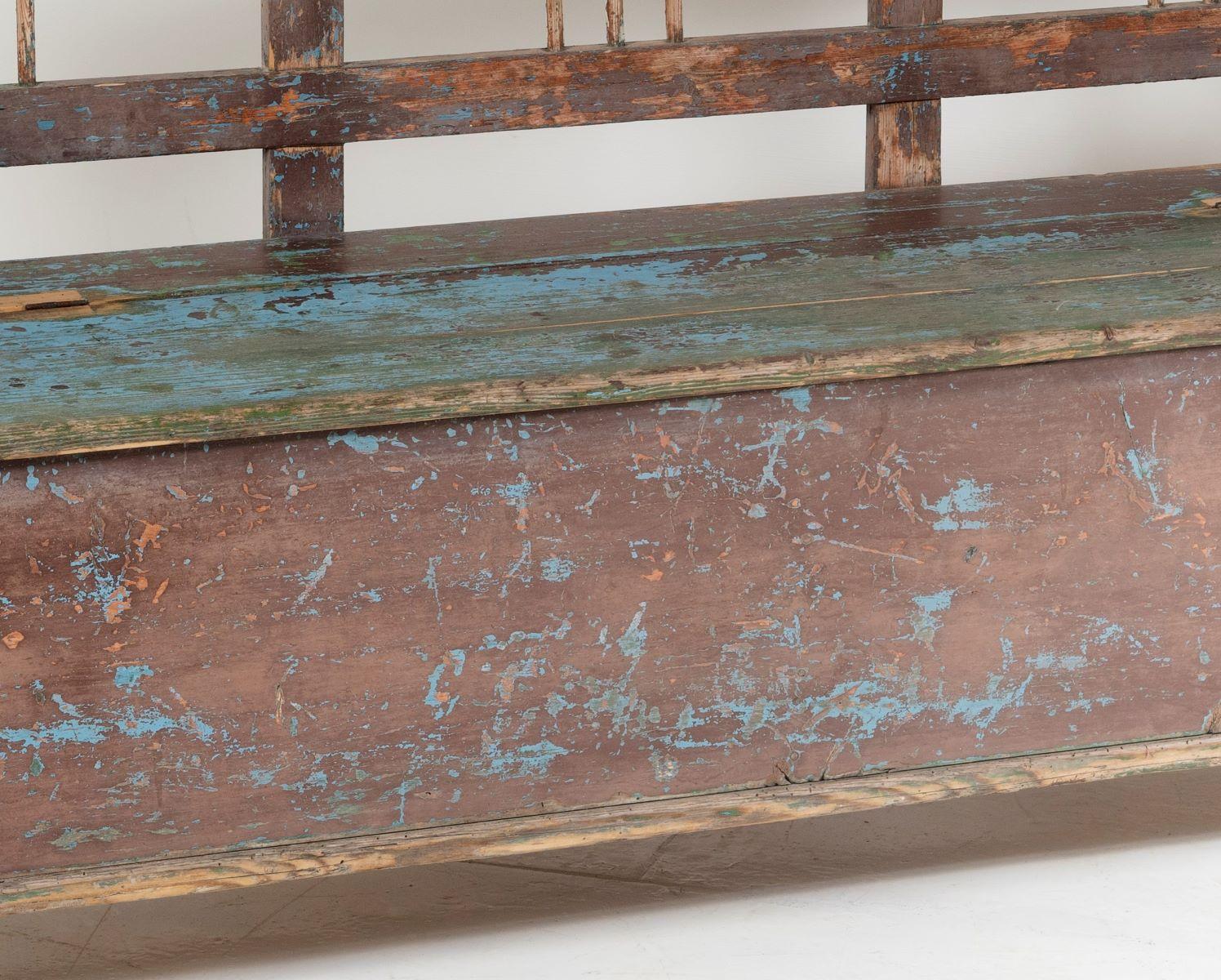 Primitive Rustic Vernacular Box Settle Farmhouse Bench with Seat ...