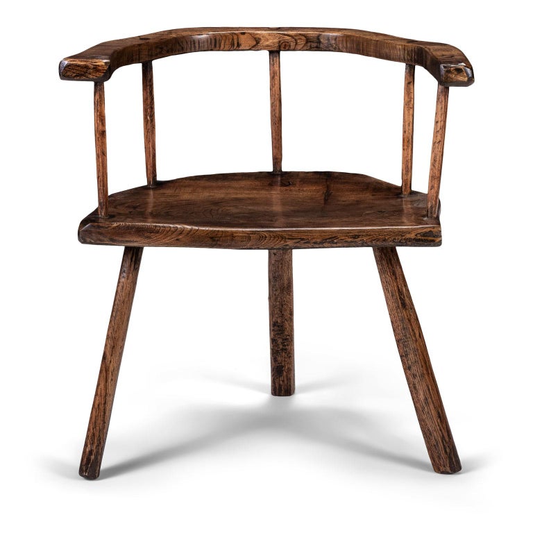 Primitive British Stick Chair Hand-Carved in Elm and Ash at 1stDibs