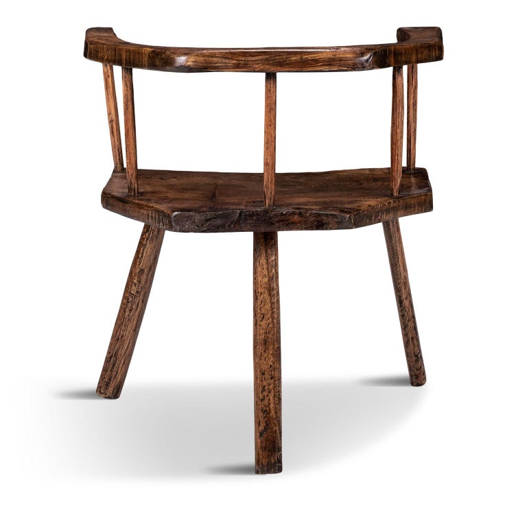 Primitive British Stick Chair Hand-Carved in Elm and Ash at 1stDibs