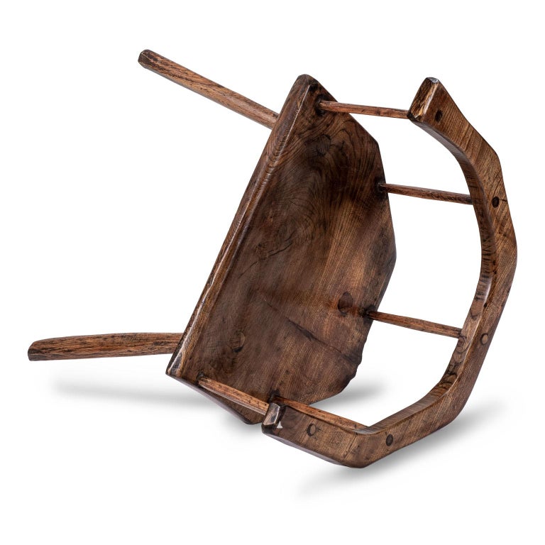 Primitive British Stick Chair Hand-Carved in Elm and Ash at 1stDibs