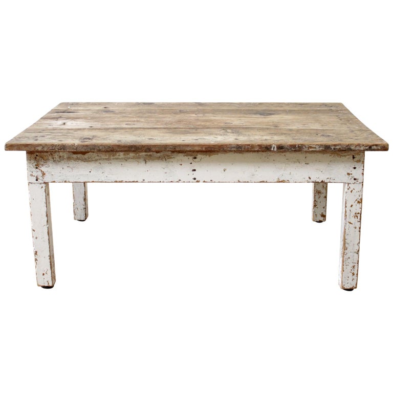 Primitive Style Farmhouse Coffee Table with Natural Wood Top at 1stDibs