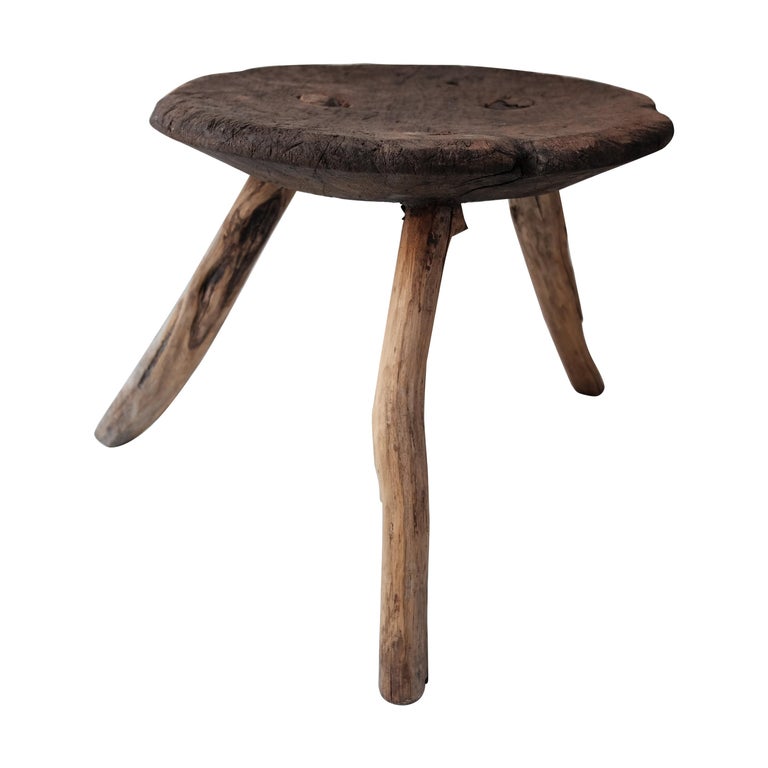 Primitive Style Mesquite Stool from Mexico at 1stDibs