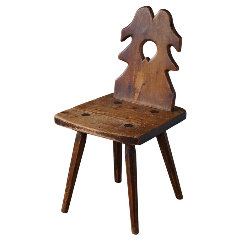 Primitive Swedish Wooden Hand Crafted Chair, Wabi Sabi Style, Early ...