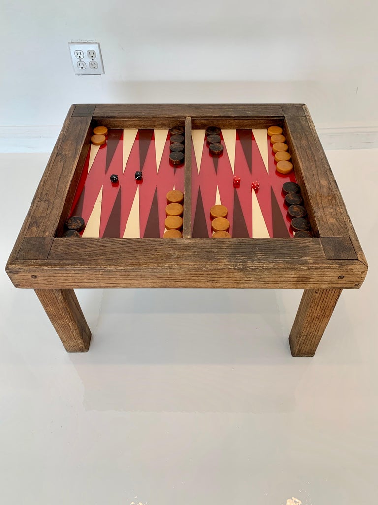 Primitive Wood and Glass Backgammon Table at 1stDibs | backgammon table ...