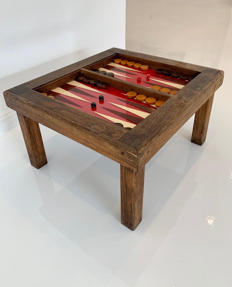 Primitive Wood and Glass Backgammon Table at 1stDibs | backgammon table ...