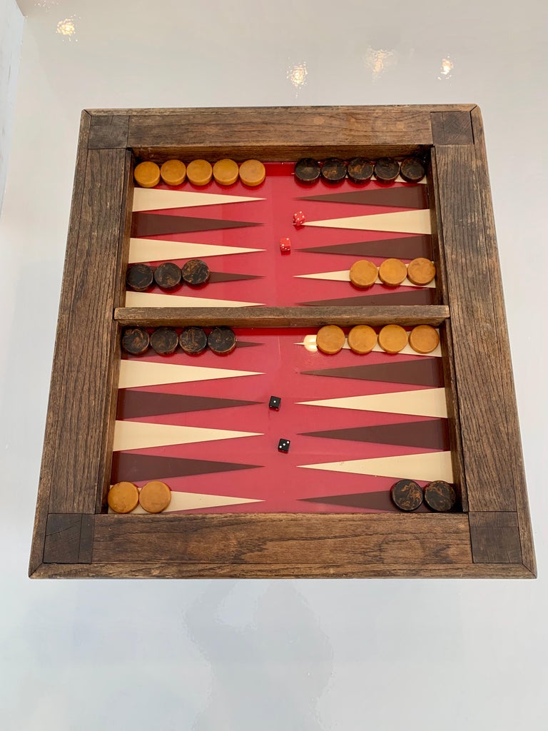 Primitive Wood and Glass Backgammon Table at 1stDibs | backgammon table ...