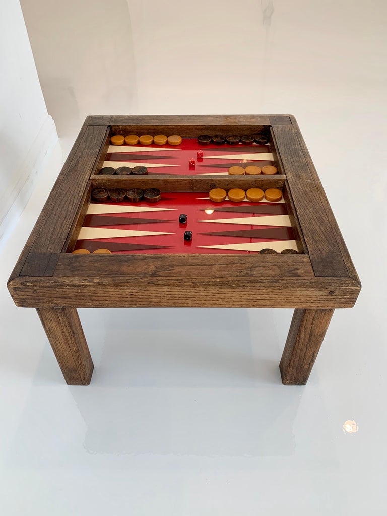 Primitive Wood and Glass Backgammon Table at 1stDibs | backgammon table for sale, backgammon ...