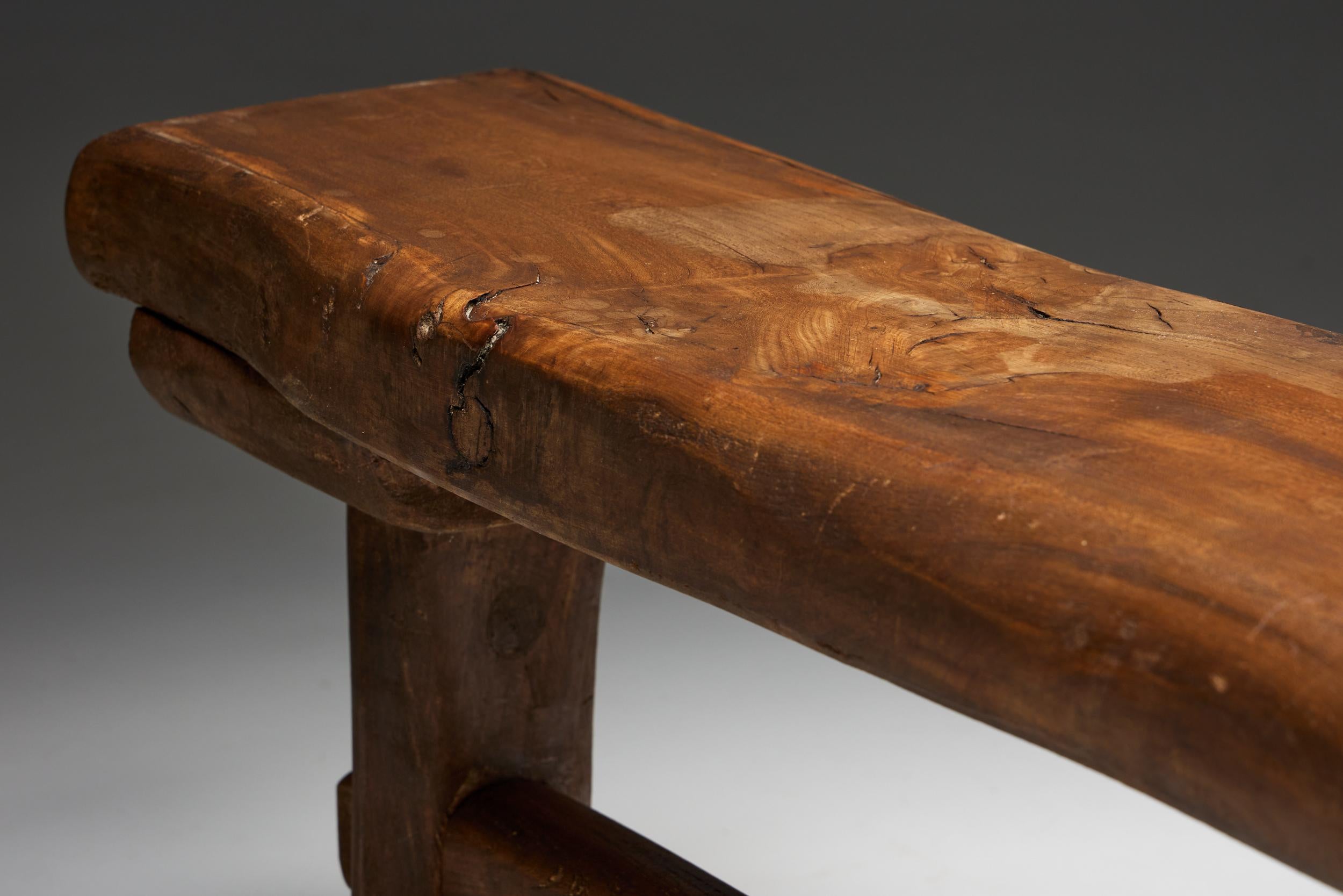 Primitive Wooden Bench, France, 1940s For Sale at 1stDibs