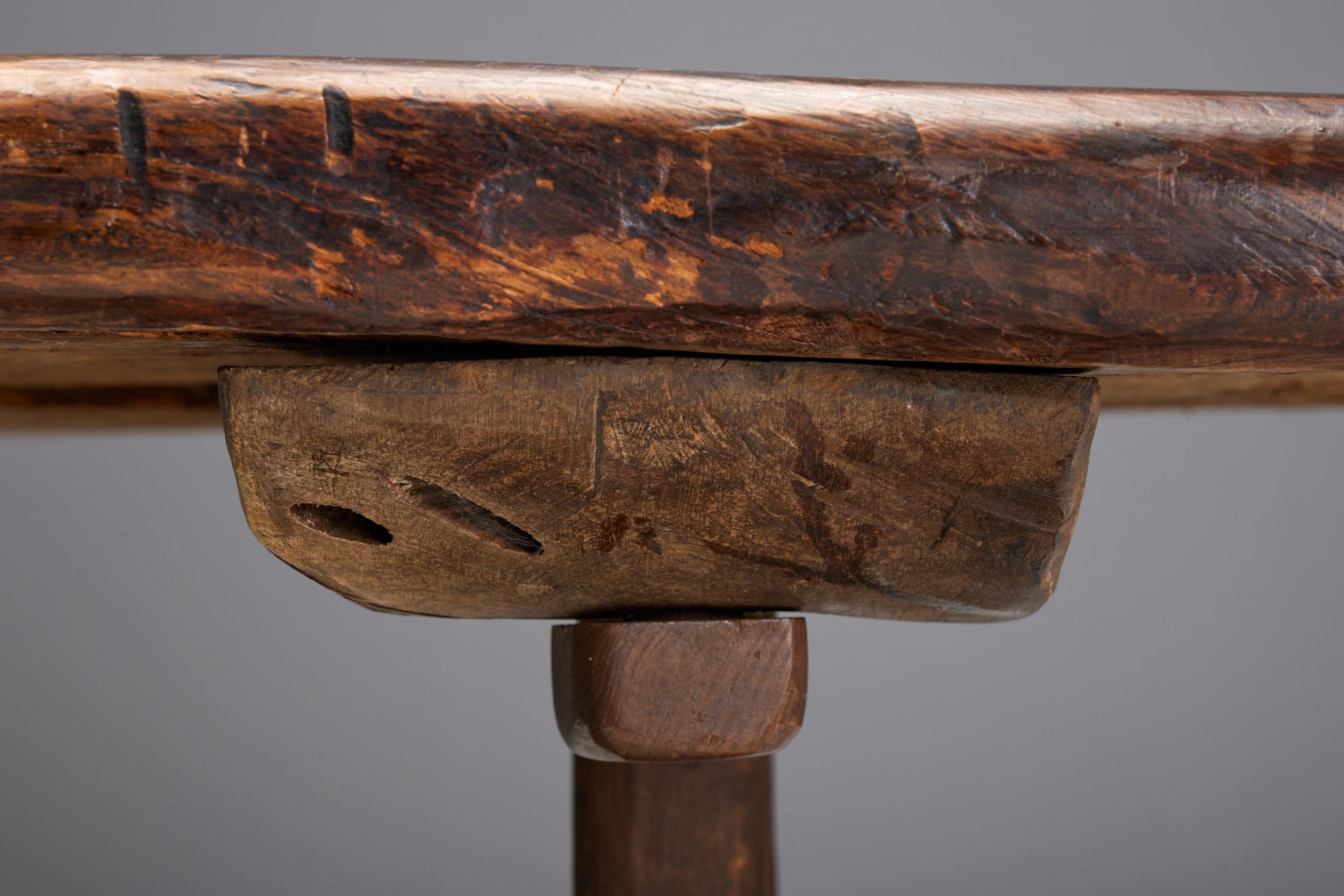 Primitive Wooden Dining Table, France, 1940s For Sale at 1stDibs