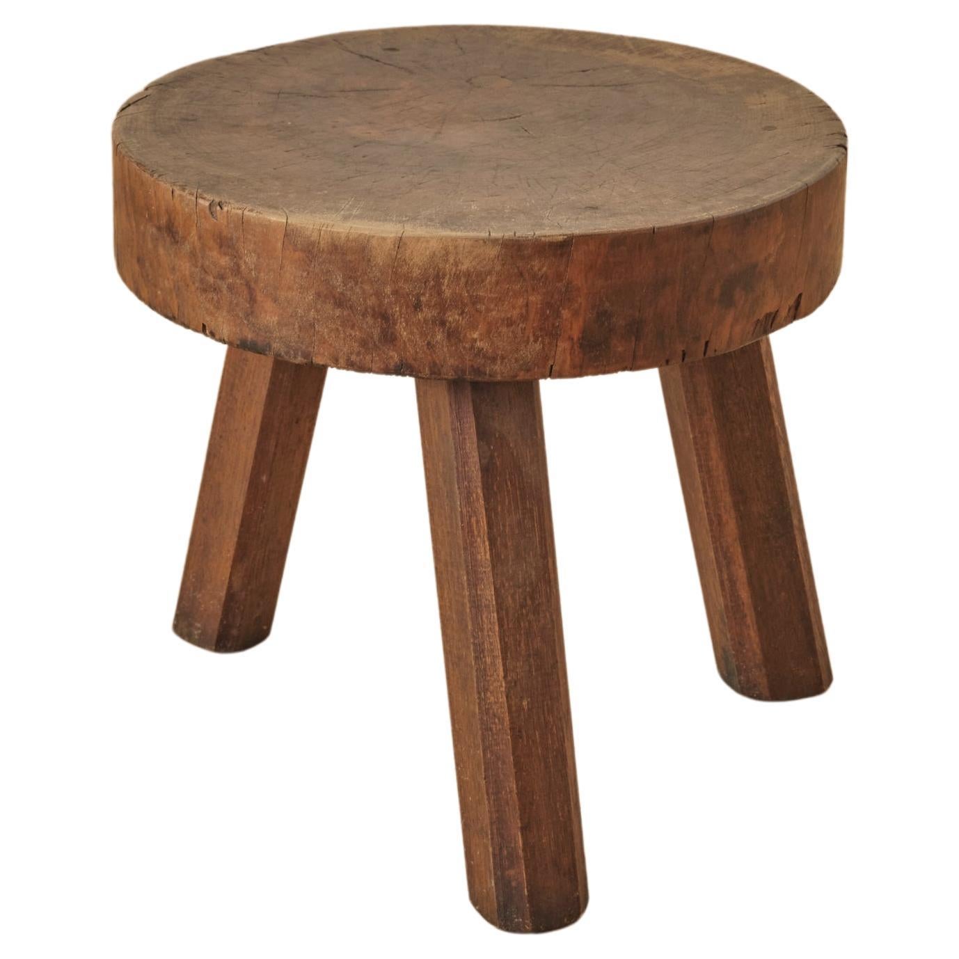 Primitive Wooden Stool/Side Table For Sale at 1stDibs