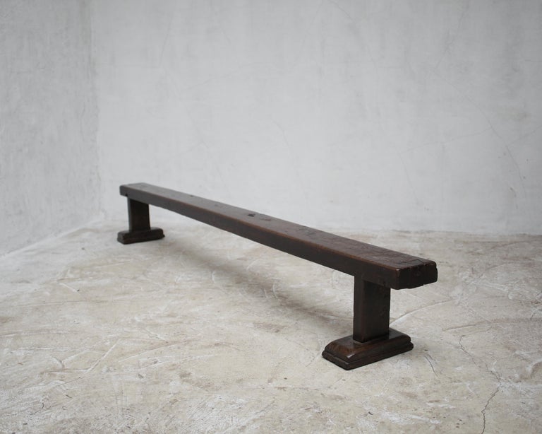 Primitive XL 17th Century Solid Walnut Hall Bench from Navarra For Sale ...
