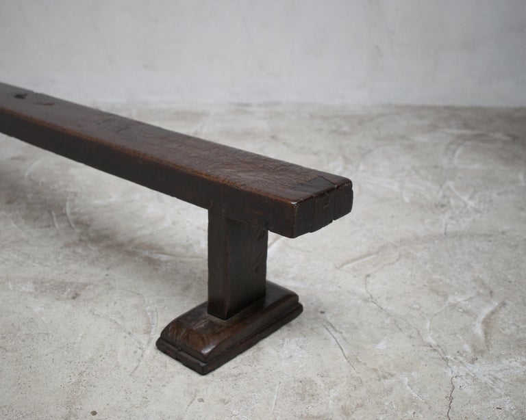 Primitive XL 17th Century Solid Walnut Hall Bench from Navarra For Sale ...