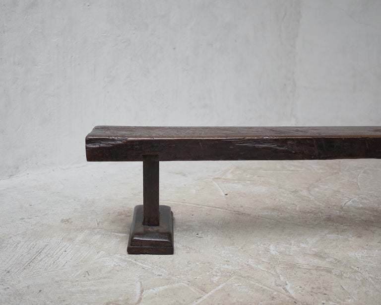 Primitive XL 17th Century Solid Walnut Hall Bench from Navarra For Sale ...