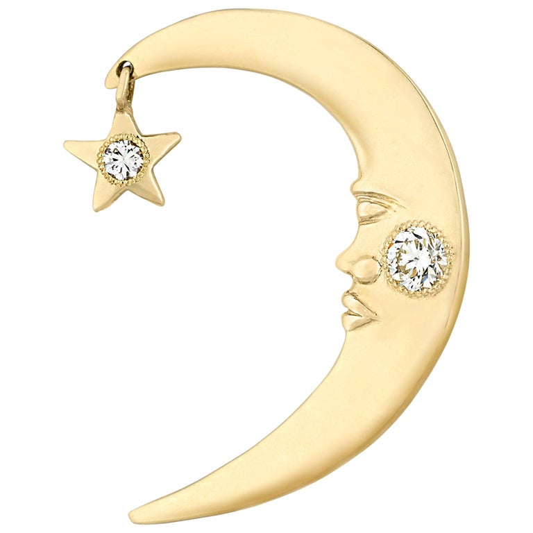 Prince's Gold and Diamond Crescent Moon Ear Cuff For Sale at 1stDibs ...