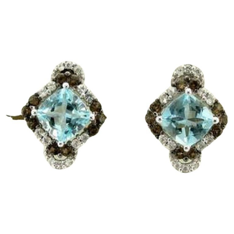 Princess Alexandra Earrings Featuring Sea Blue Aquamarine, Chocolate ...