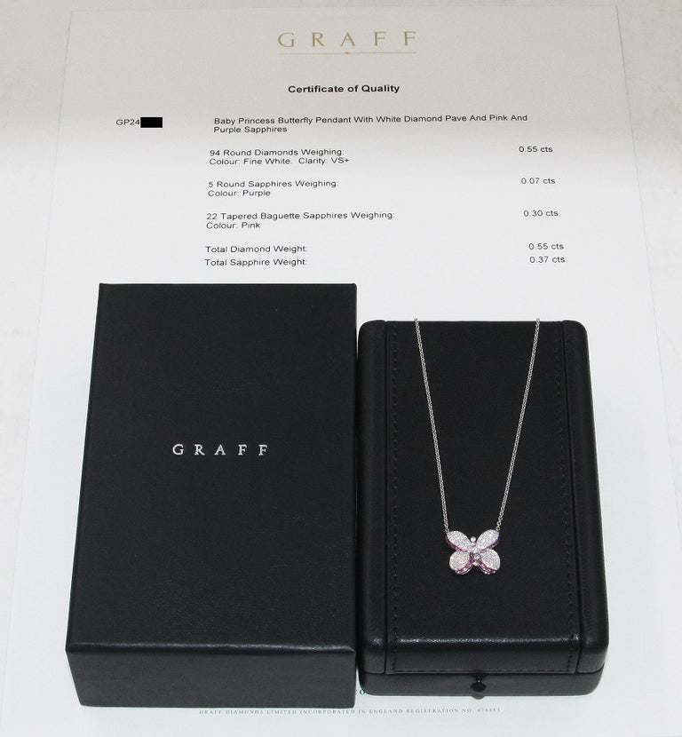 Graff Princess Butterfly Pendant with Diamonds and Pink and Purple ...