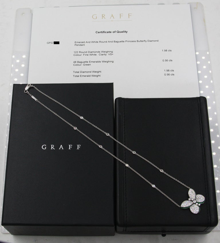 Graff Princess Butterfly Pendant with Round Diamond and Baguette ...