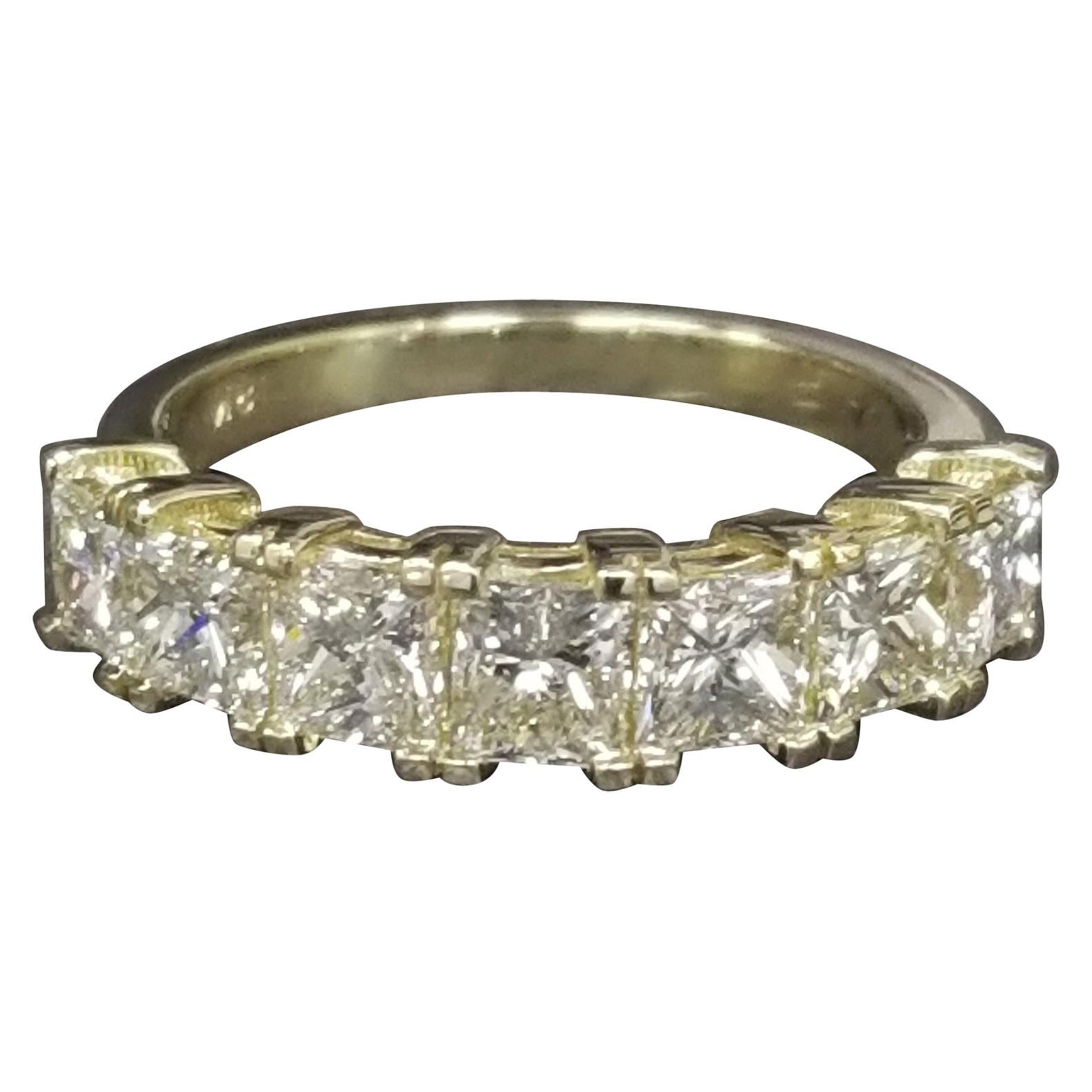 Princess Cut Diamond 2.30 Carat Wedding Ring in 18 Karat Yellow Gold ...