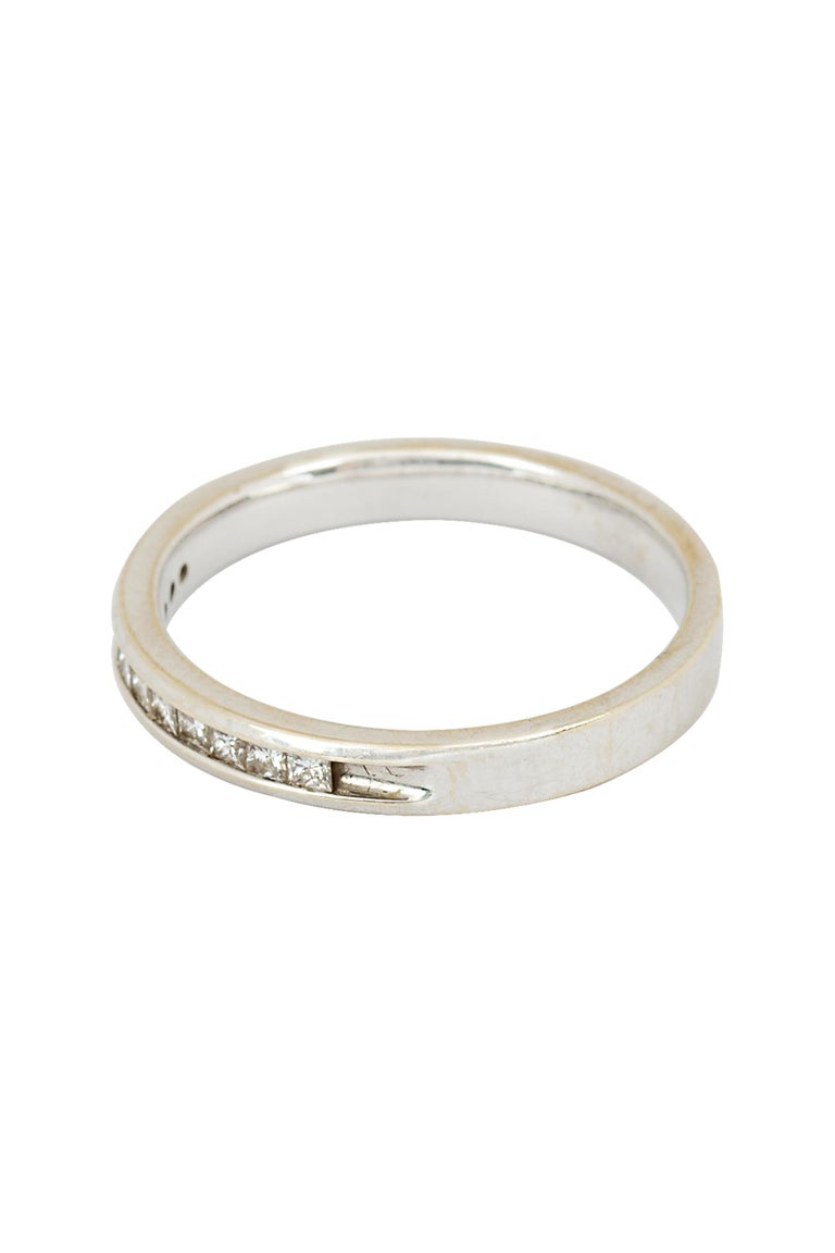 Princess Cut Diamond Channel Set Ring 14K White Gold For Sale at 1stDibs