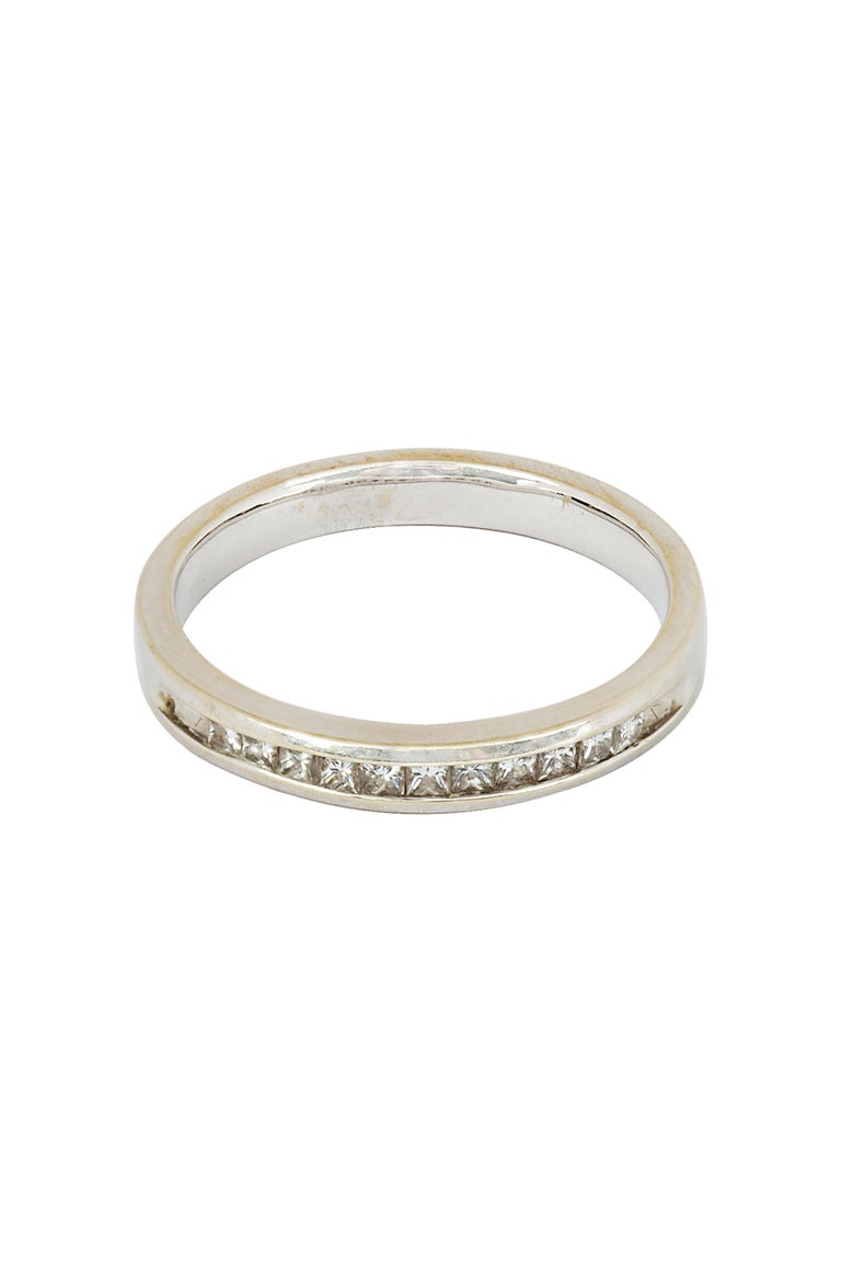 Princess Cut Diamond Channel Set Ring 14K White Gold For Sale at 1stDibs