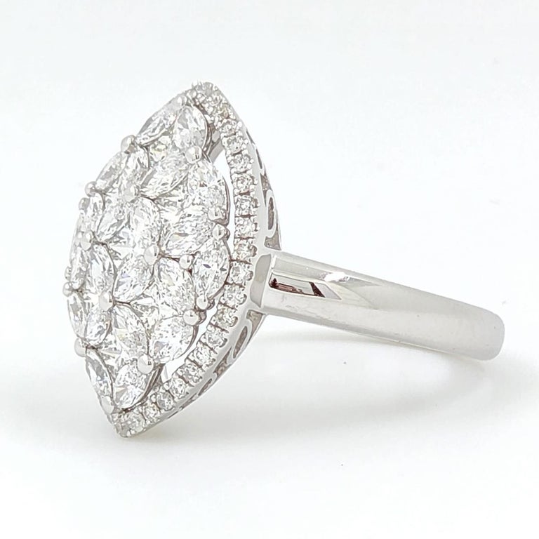 Princess Cut Diamond Cluster Ring in 18 Karat White Gold For Sale at ...