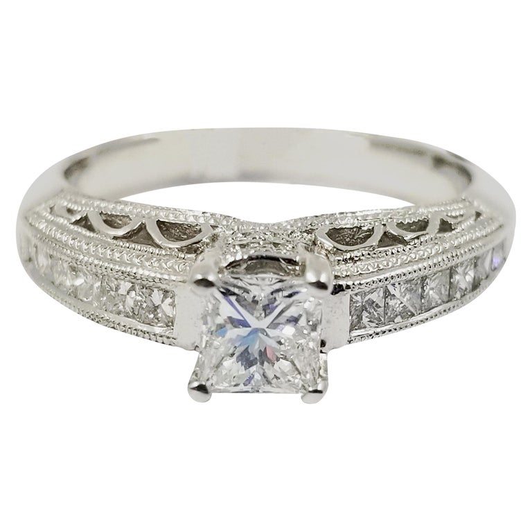 Simple Vintage Princess Cut Engagement Rings
