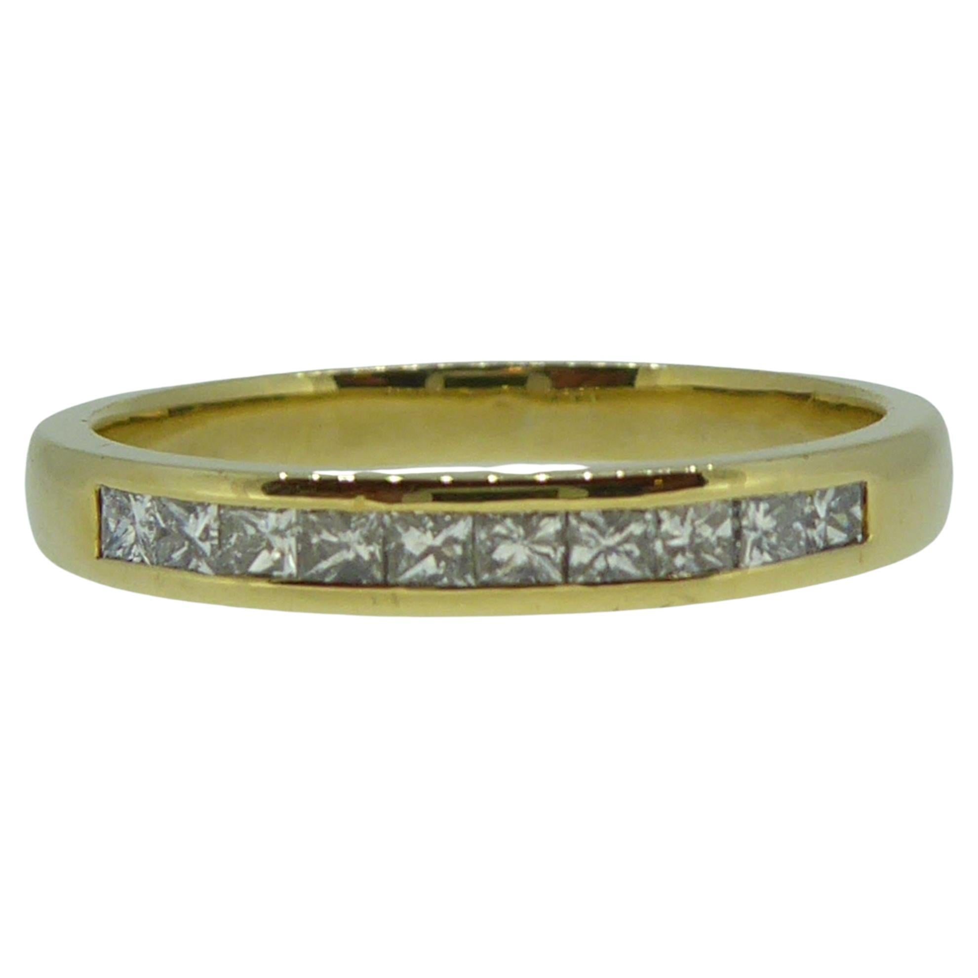 Diamond Princess-Cut Invisible Setting Gold Eternity Band For Sale at ...