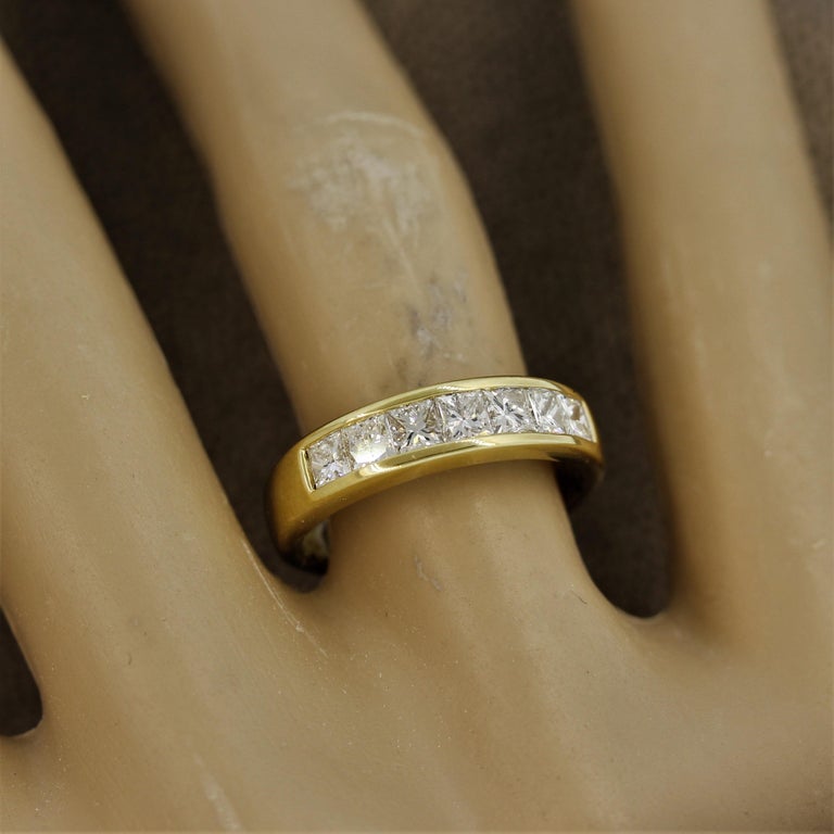 Princess-Cut Diamond Gold Band Ring For Sale at 1stDibs