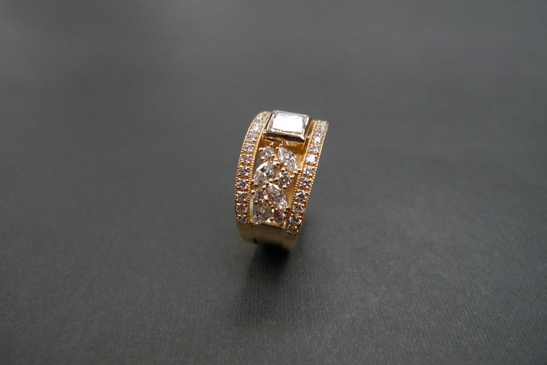 Customizable Princess Cut Diamond, Marquise Cut Diamond Unique Ring 18K ...