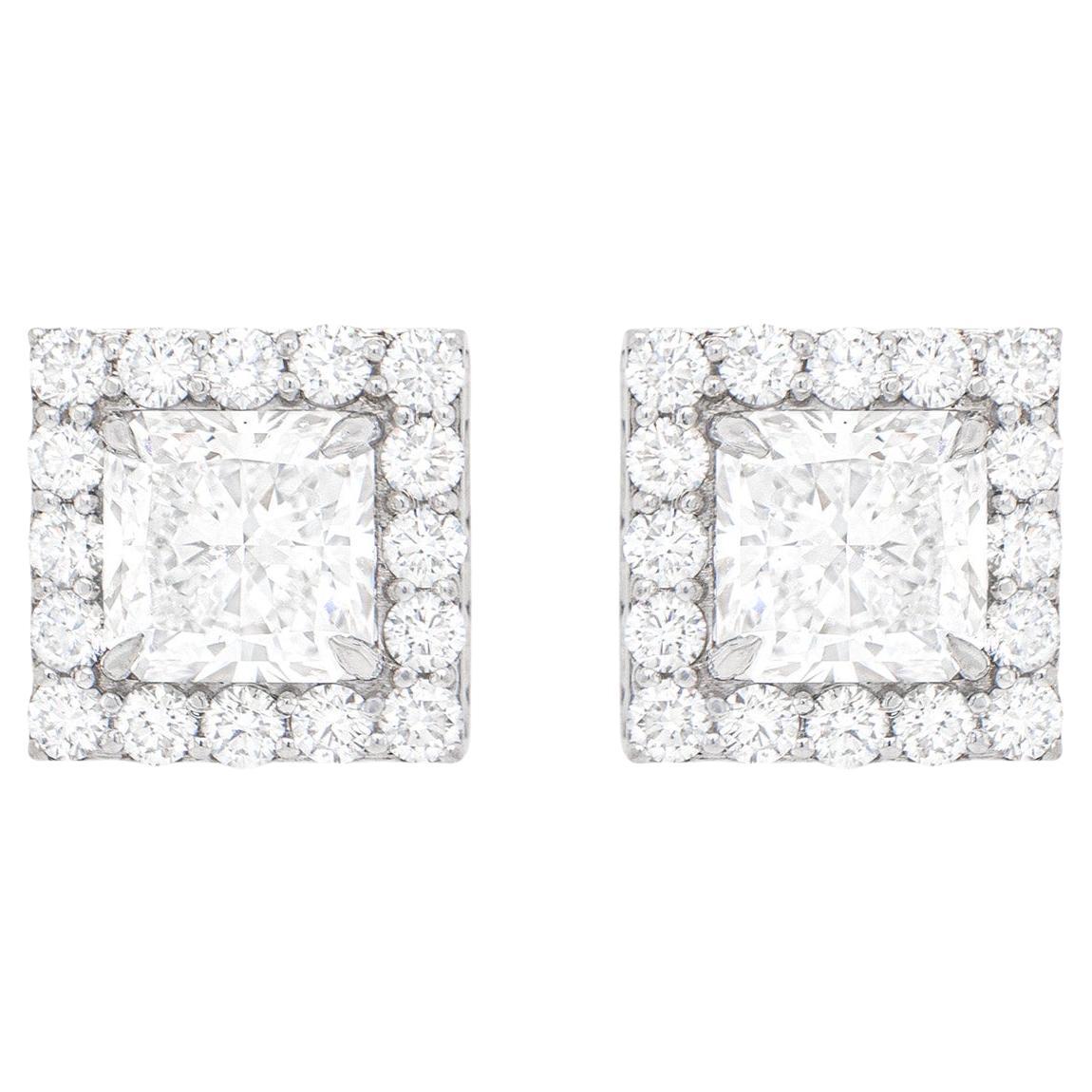 Princess Cut Diamond Stud Earrings at 1stDibs