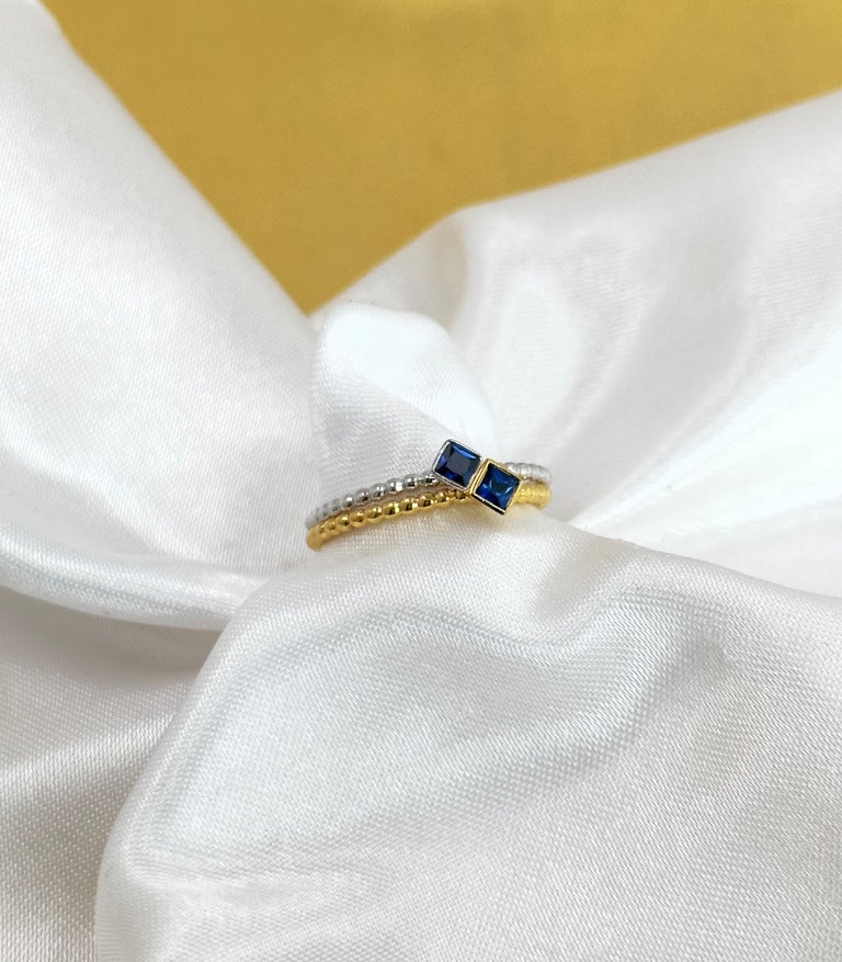 Princess Cut Gemstone Solitaire Rings, Bezel Set Dainty Gemstone Ring ...