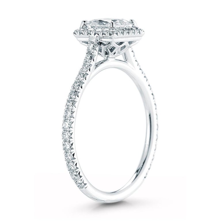 Princess Cut Halo Diamond Engagement Ring in Platinum 1.74 Carat For ...