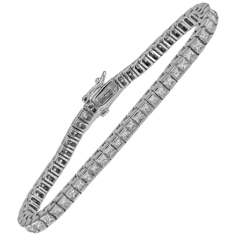 Princess Cut Matched 7.0 Carat Diamond Channel Set Tennis Bracelet For ...