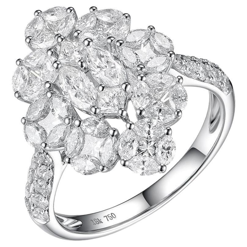 Marquise and Princess Cut Diamonds Ring in 18 Karat Gold at 1stDibs
