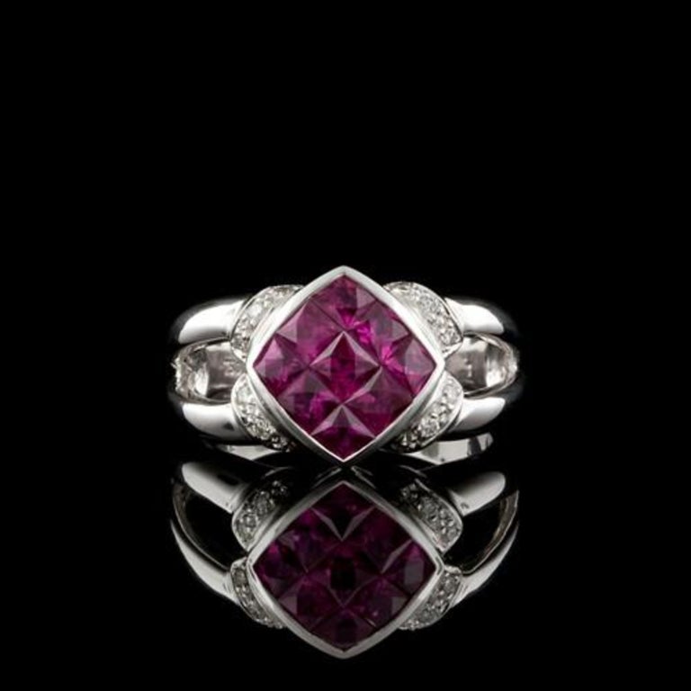 Customizable Princess Cut Pink Ruby Antique Ruby Engagement Ring, Art ...