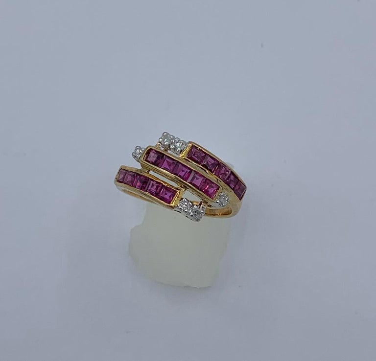 Princess Cut Ruby Diamond Ring Stacking Stack 14 Karat Gold Wedding ...