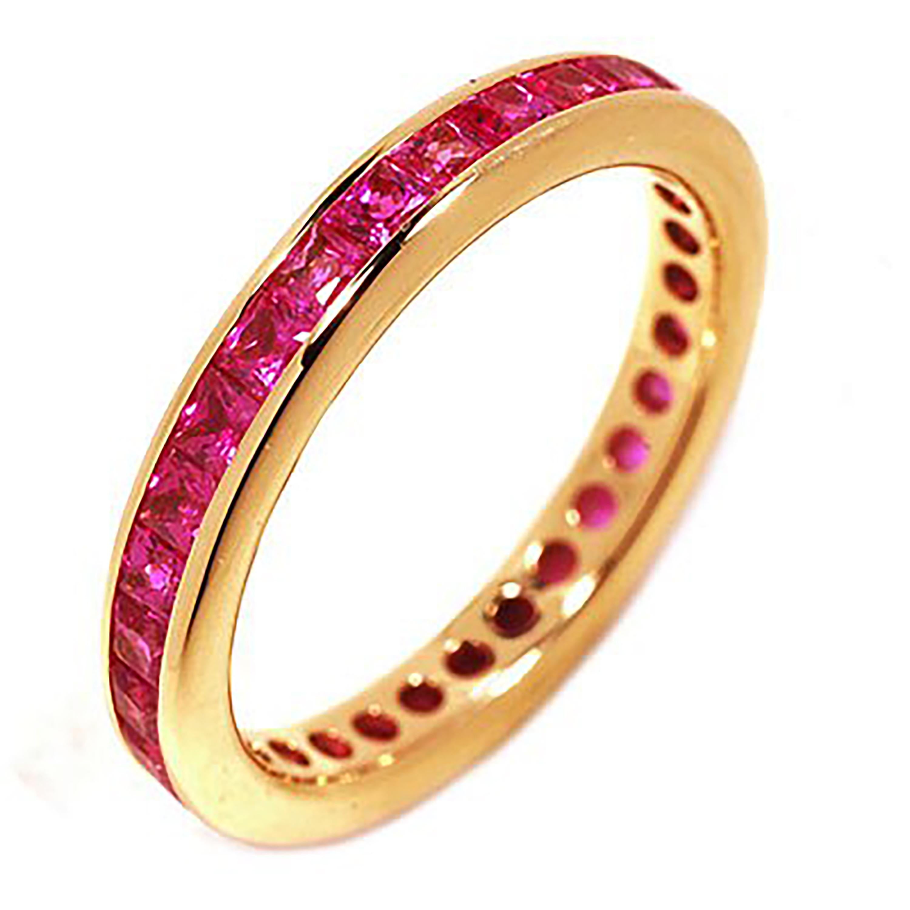 Princess Cut Ruby Rose Gold Ring Custom Order at 1stDibs