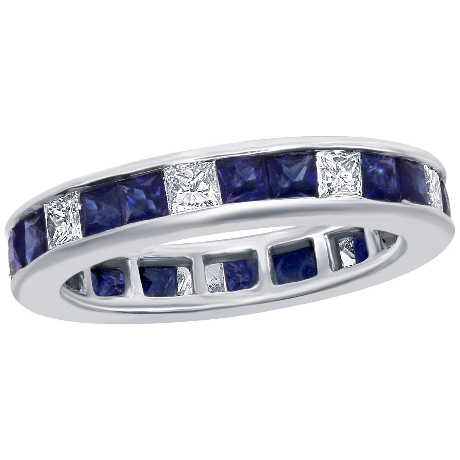 Kaleidoscope Diamond and Rainbow Sapphire 18 karat Gold Eternity Ring ...