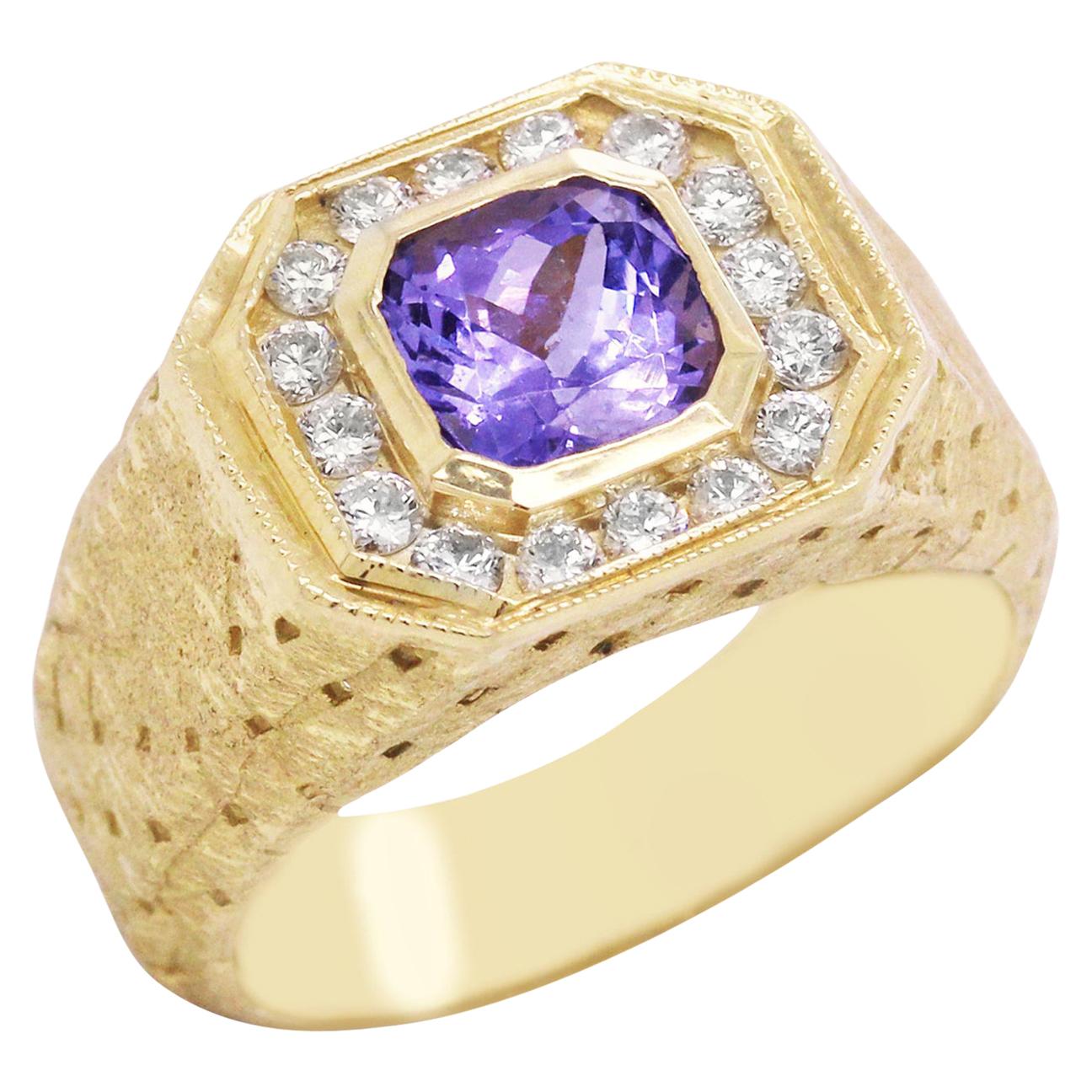 Yellow Gold and Diamond Men's Ring at 1stDibs