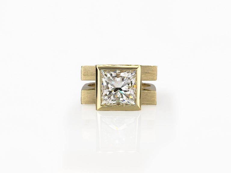 Customizable Princess Cut Tapered Bezel Parallel Band Ring For Sale at ...