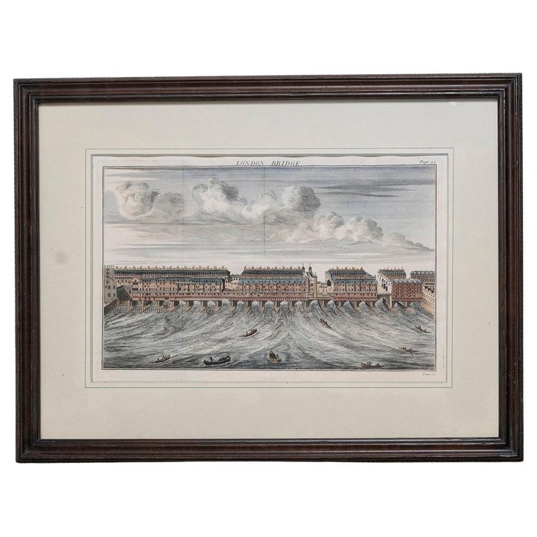 Print, Handcolored, Copperplate, Engraved, London Bridge, William ...