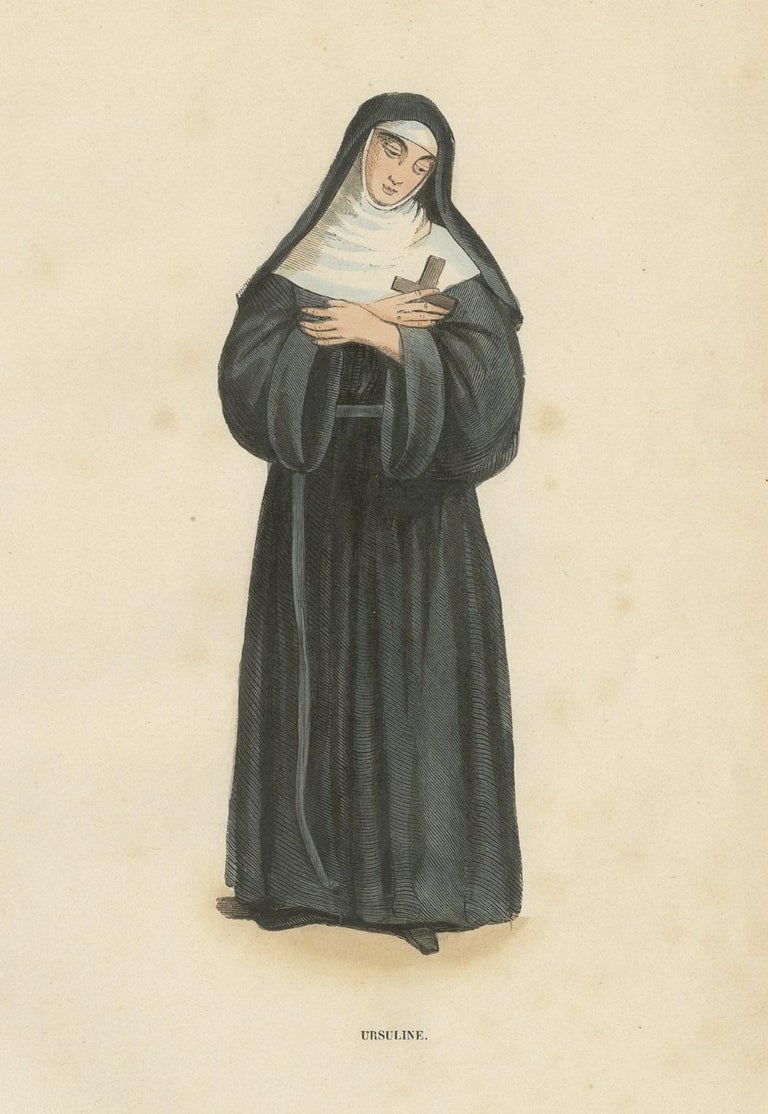 Print of an Ursuline Sister, of an Enclosed Religious Order of ...