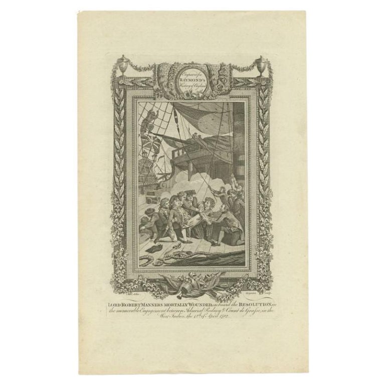 Print of the Mortally Wounded Lord Robert Manners Aboard the Resolution ...