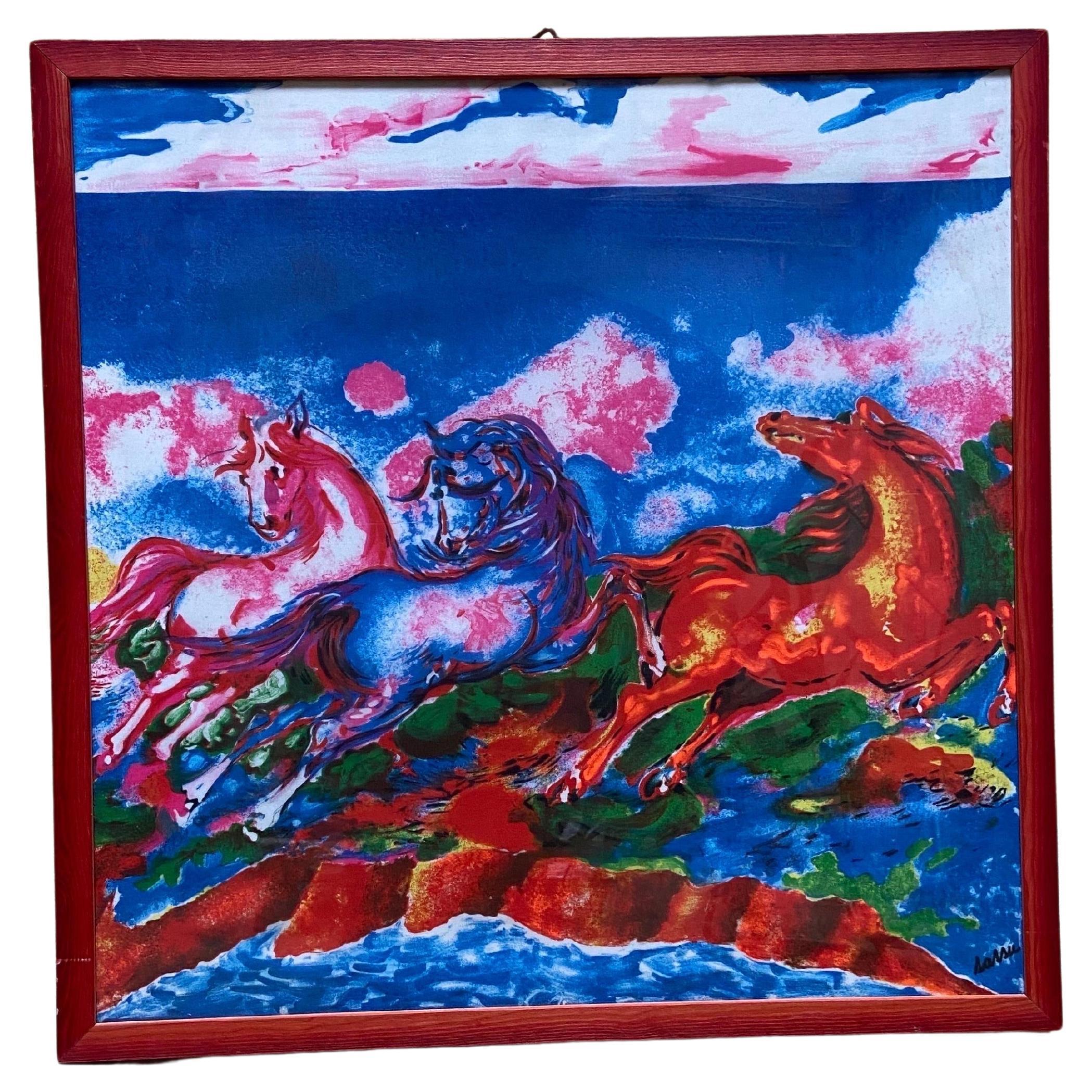 Print on Fabric Signed Aligi Sassu, 1970s For Sale at 1stDibs